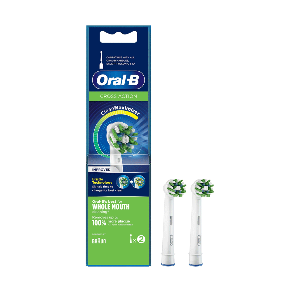 Oral B Cross Action Clean Maximiser Tooth brush x2 Heads – Springs