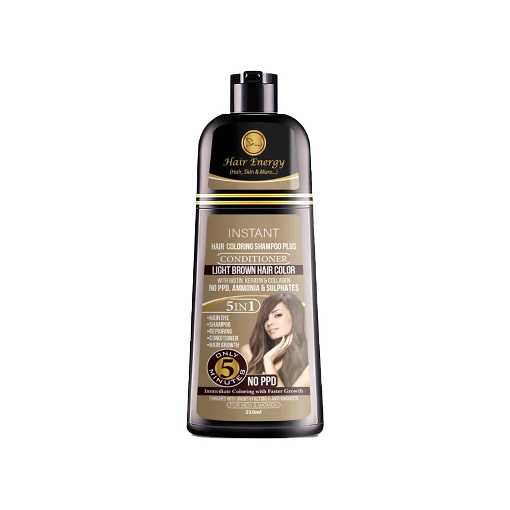 Hair Energy Instant Hair Coloring Shampoo + Conditioner (Light Brown C ...