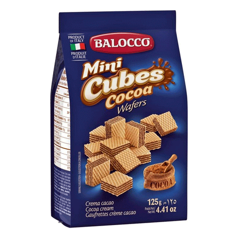Balocco Mini Cubes Cacao Wafers 125g – Springs