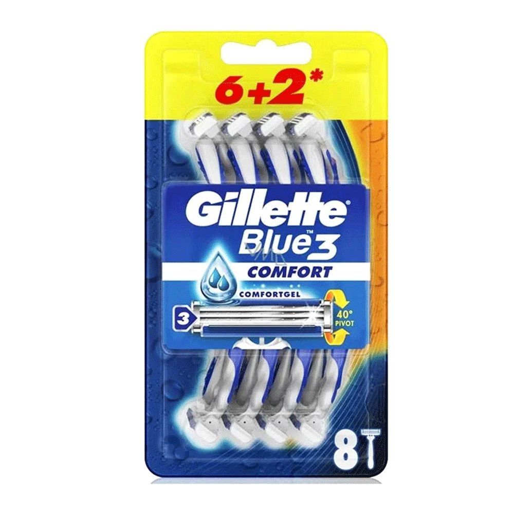 Gillette Blue 3 Comfort Razors 6+2`s – Springs
